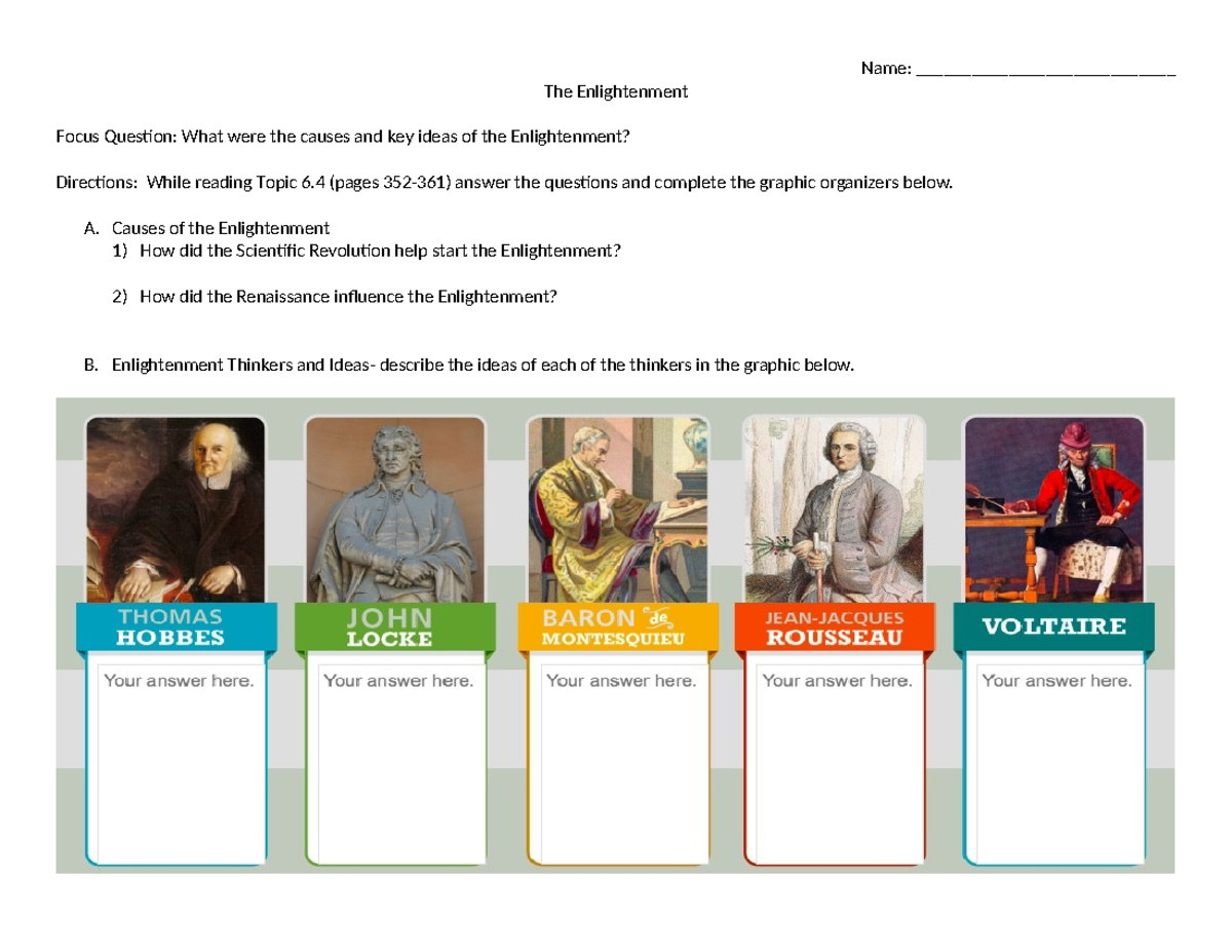 The Enlightenment - STOP ASKING QUESTIONS - Name ...