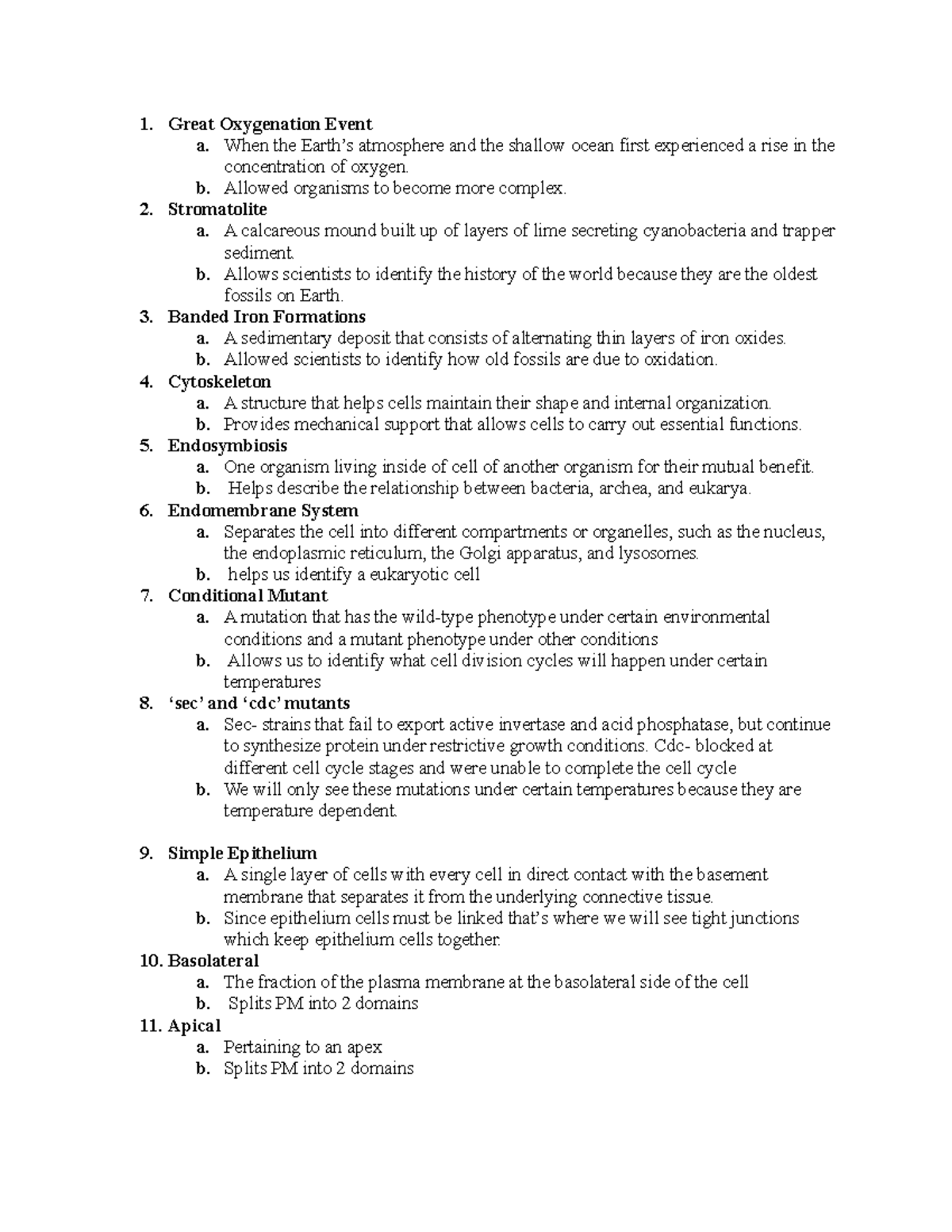 Unit 1 Vocab: Key Concepts in Cell Biology and Evolution - Studocu
