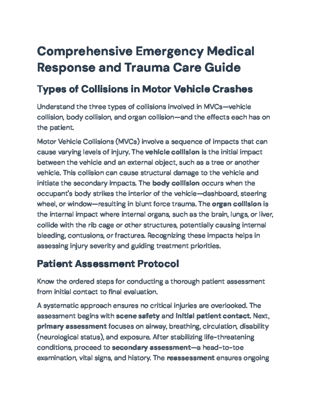 Comprehensive EMR & Trauma Care Guide: Types of Collisions & Patient ...