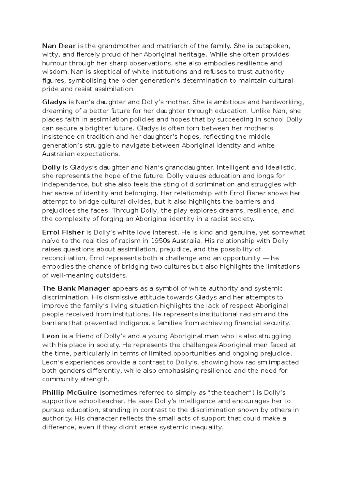 Character Analysis: Aboriginal Identity in "Nan Dear" (ENG 101) - Studocu