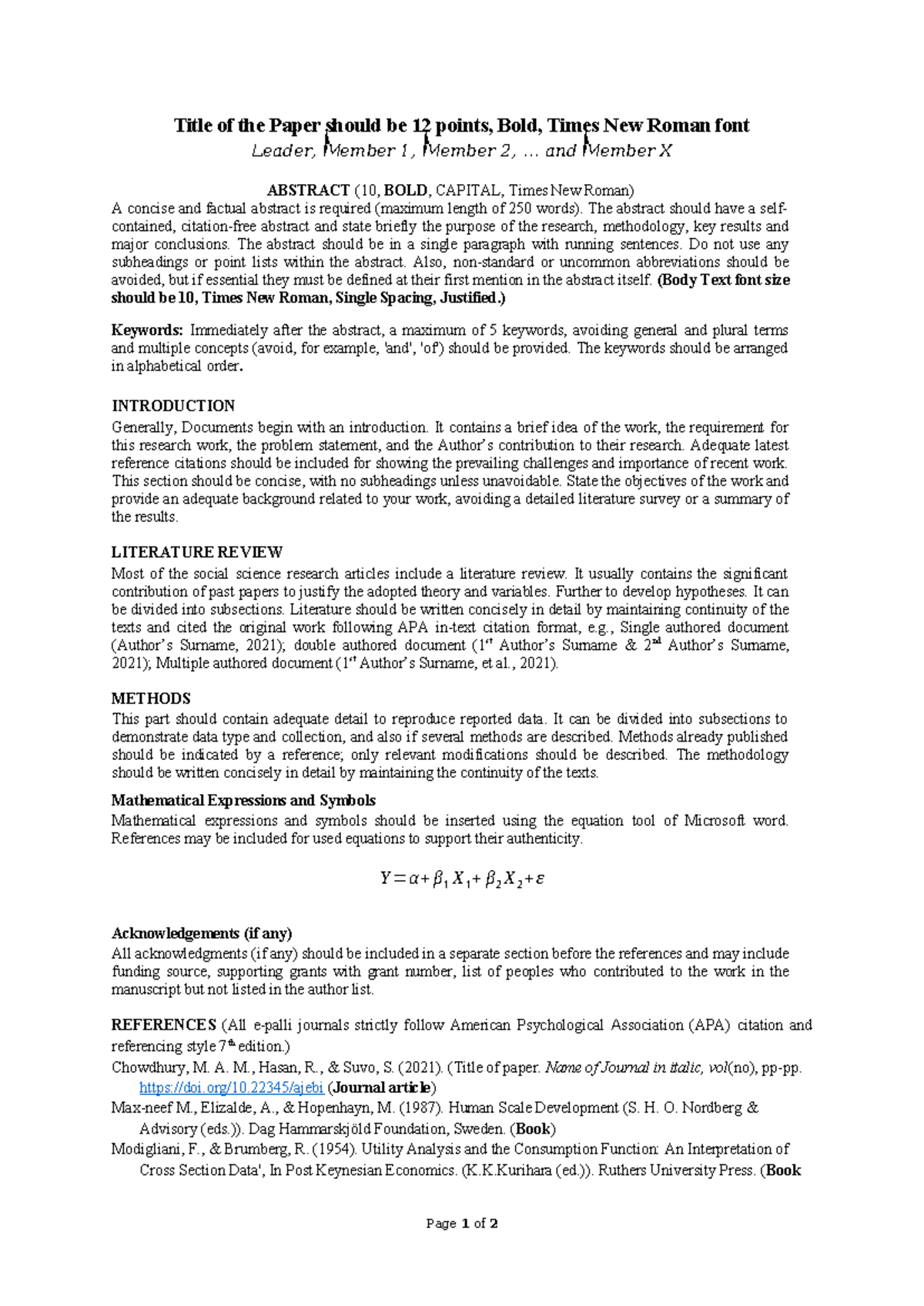 Manuscript Template for Research Papers - Templations - Studocu