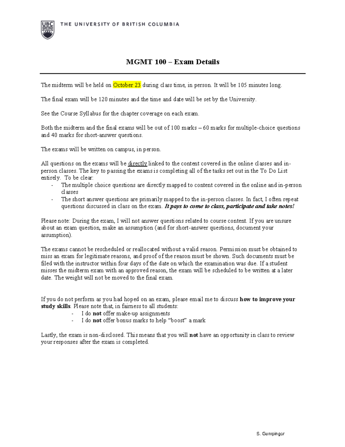 MGMT 100 Midterm & Final Exam Details and Guidelines - Studocu