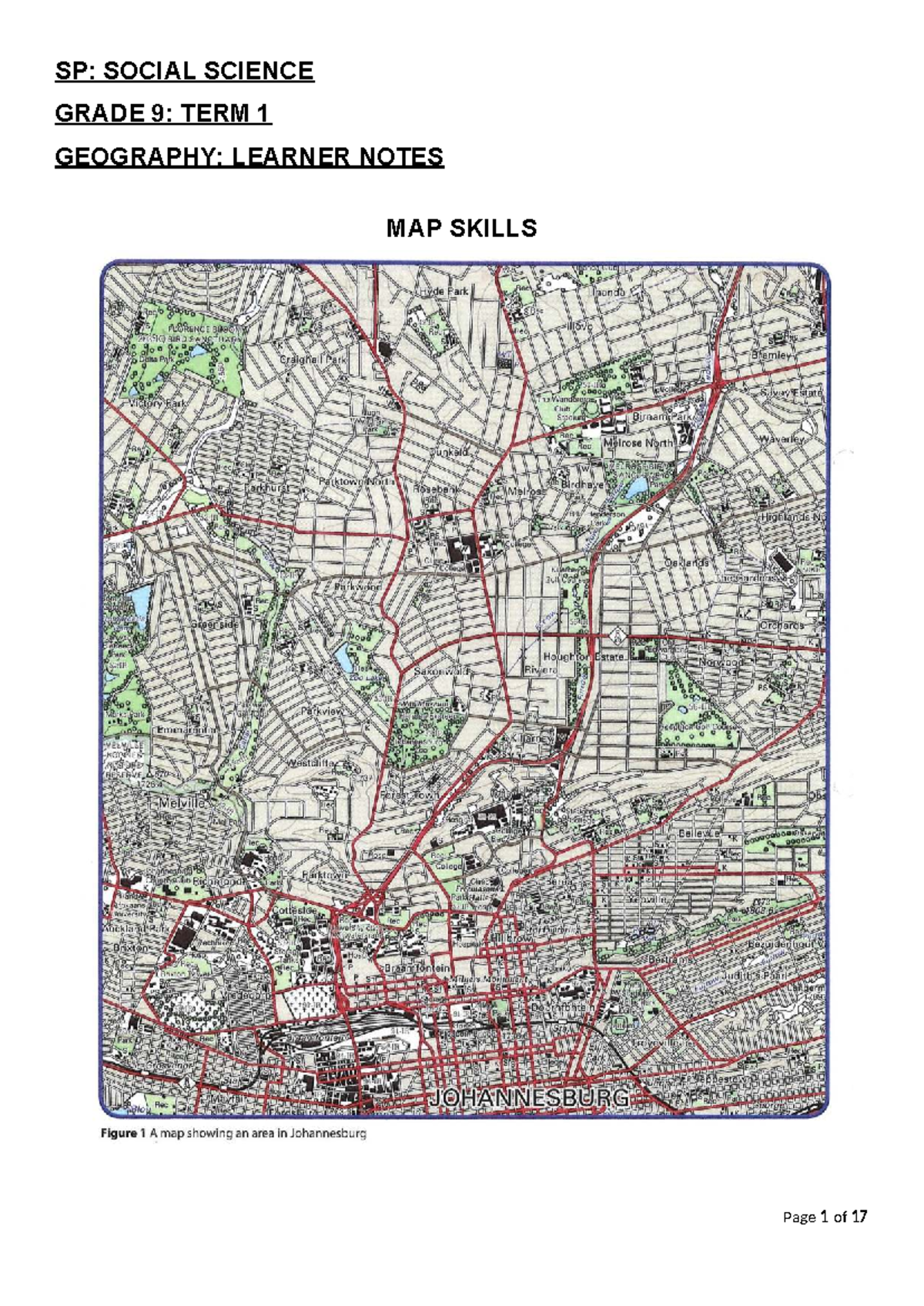 Grade 9 GEO T1: Geography Learner Notes on Map Skills - Studocu