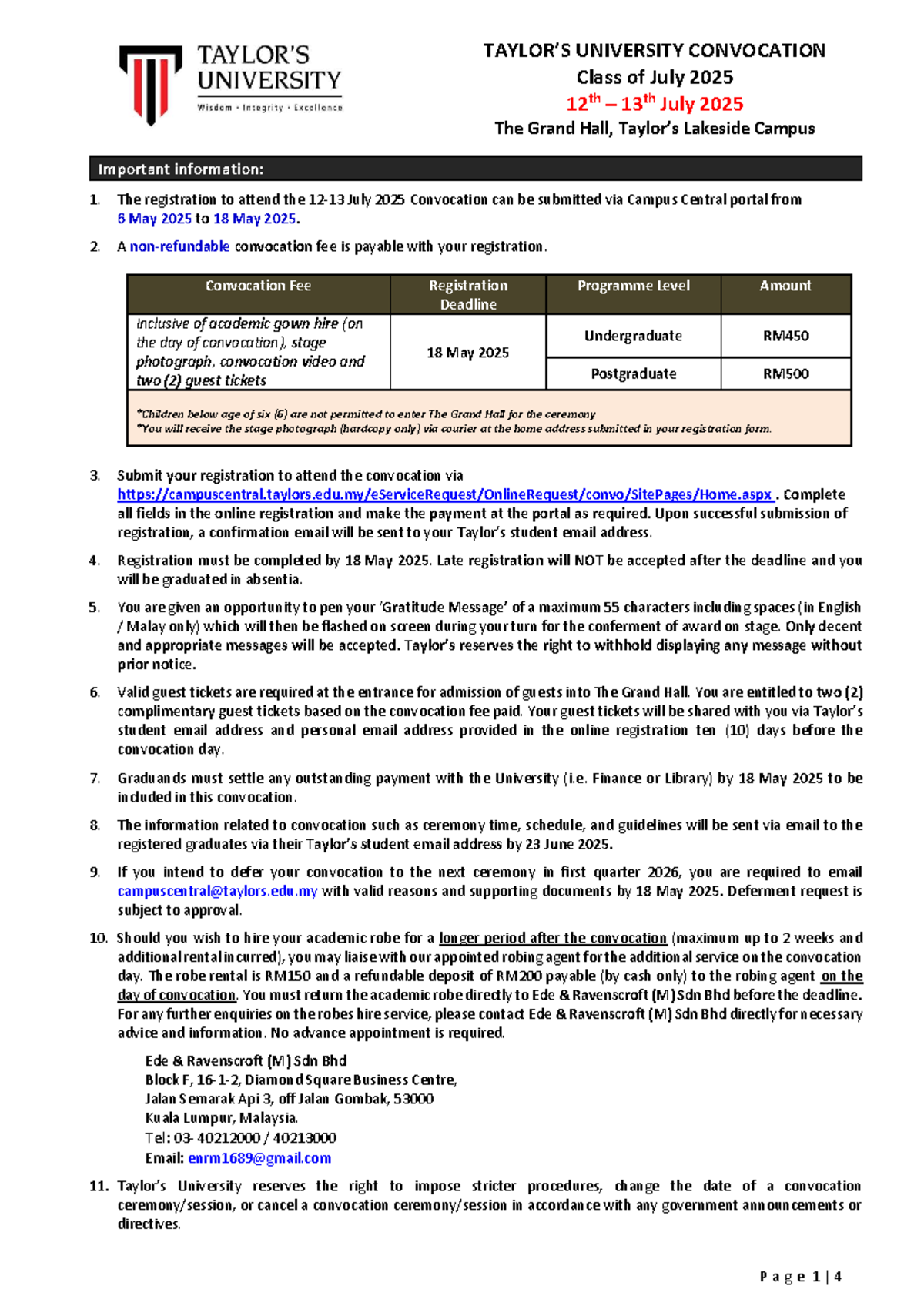 UNIVERSITY CONVOCATION Info Pack for July 2025 Ceremony - Studocu
