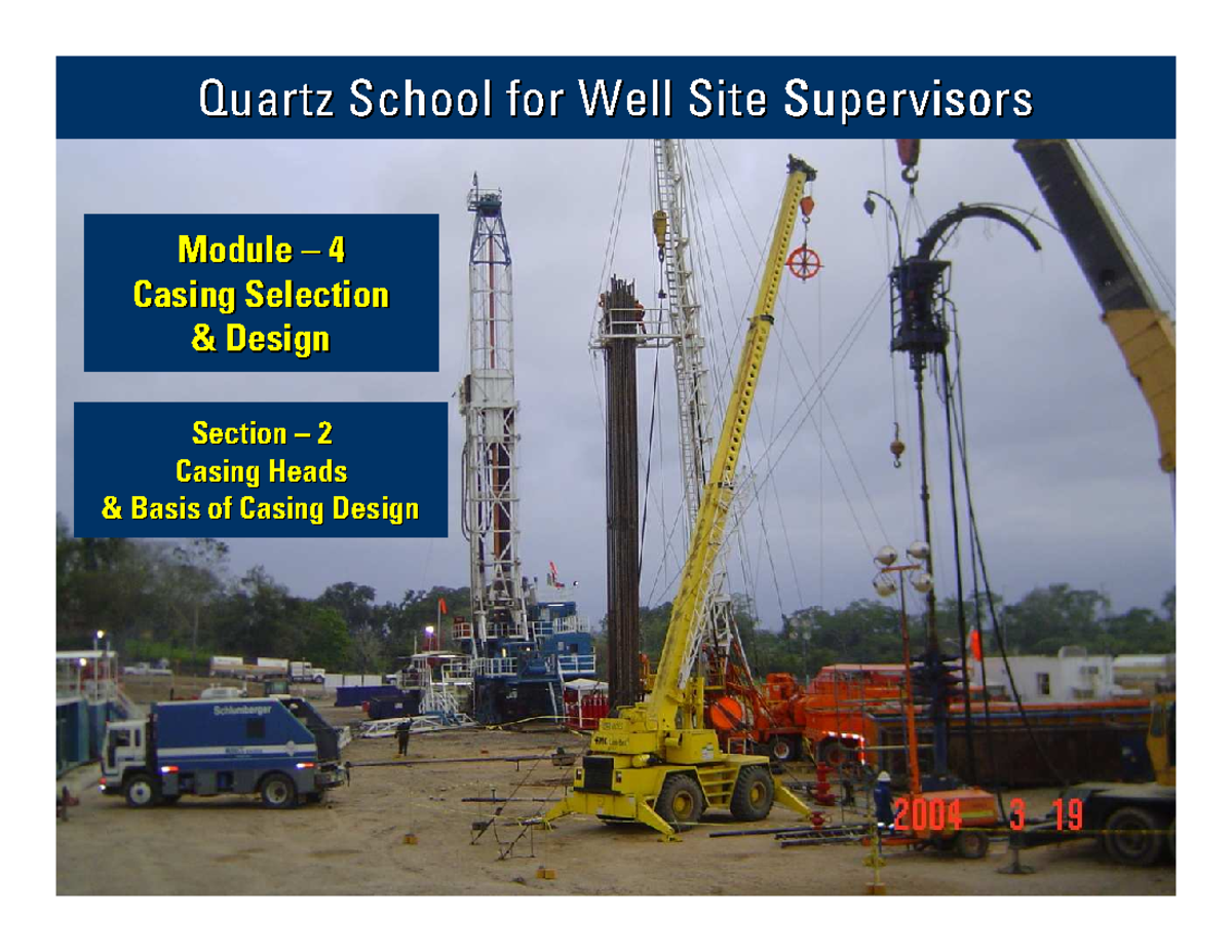 Quartz School Module 4: Casing Selection Design Overview - Studocu