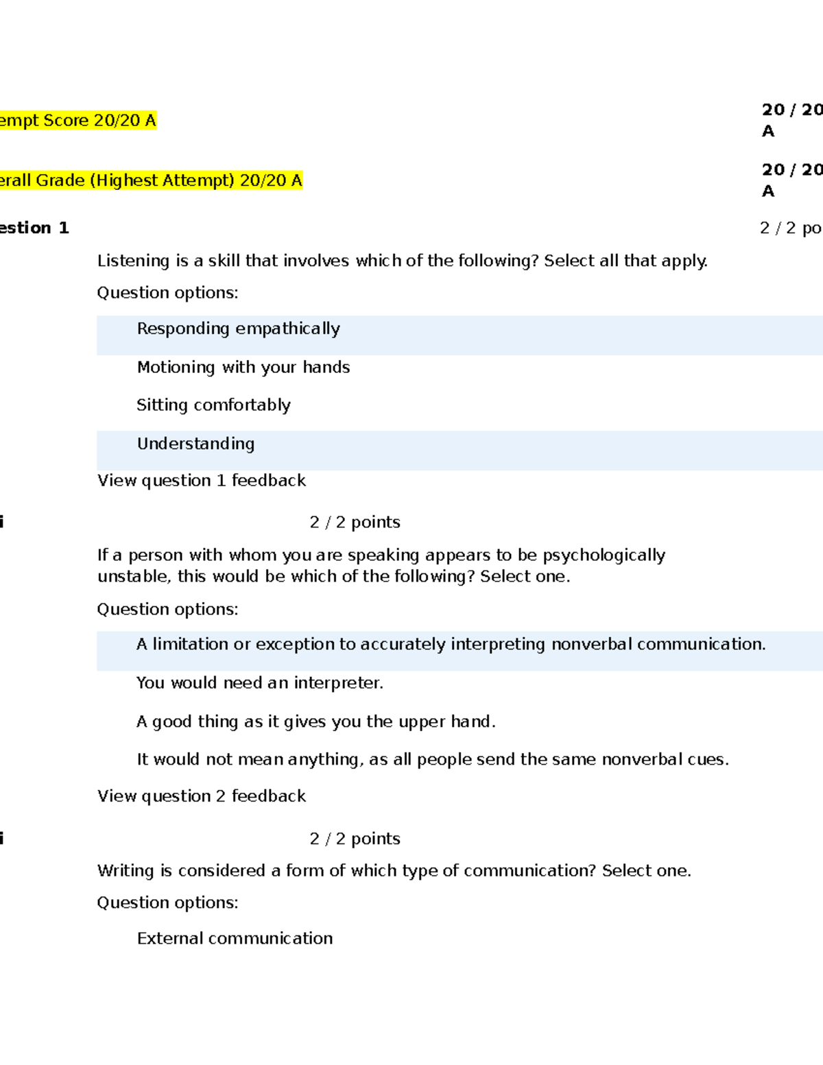 CJ-140-Module 2-4 Quiz - Nonverbal Communication Insights - Studocu