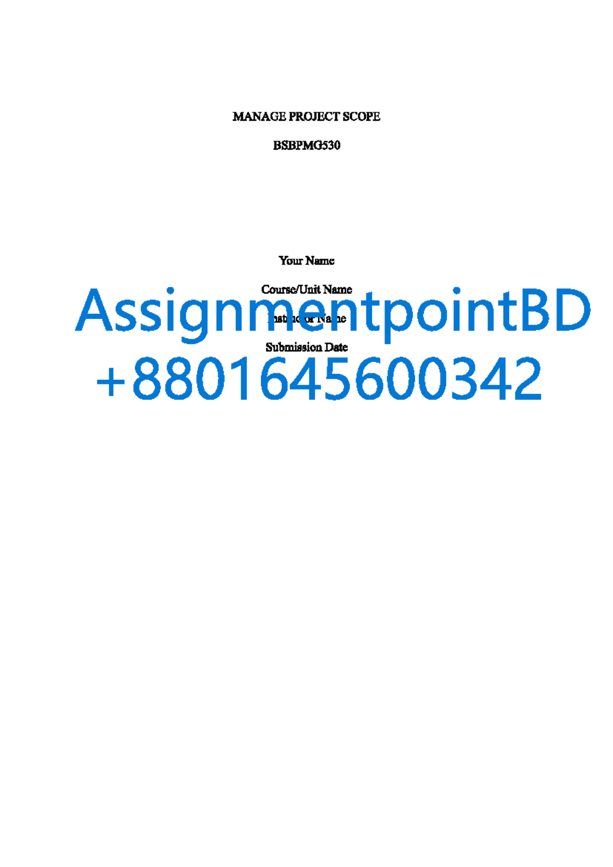 Manage Project Scope: BSBPMG530 Assignment Overview and Procedures ...