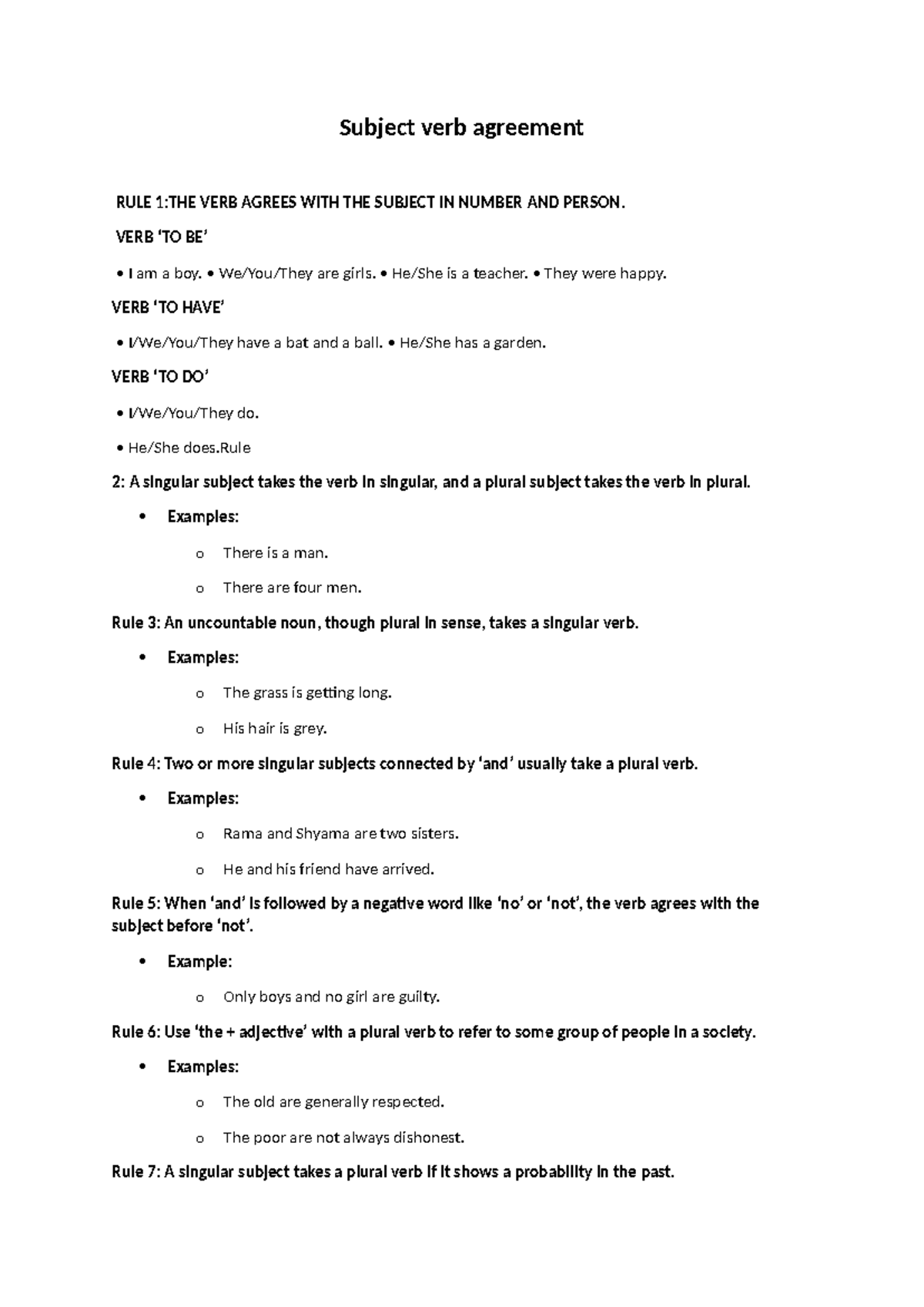 Subject-Verb Agreement Rules: A Comprehensive Guide - Studocu