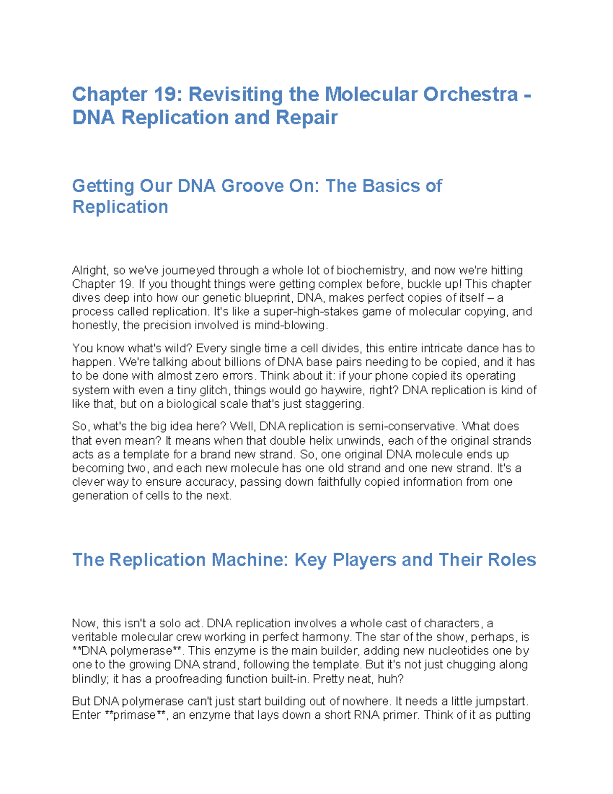 Biochemistry Chapter 19 Review: DNA Replication & Repair Insights - Studocu