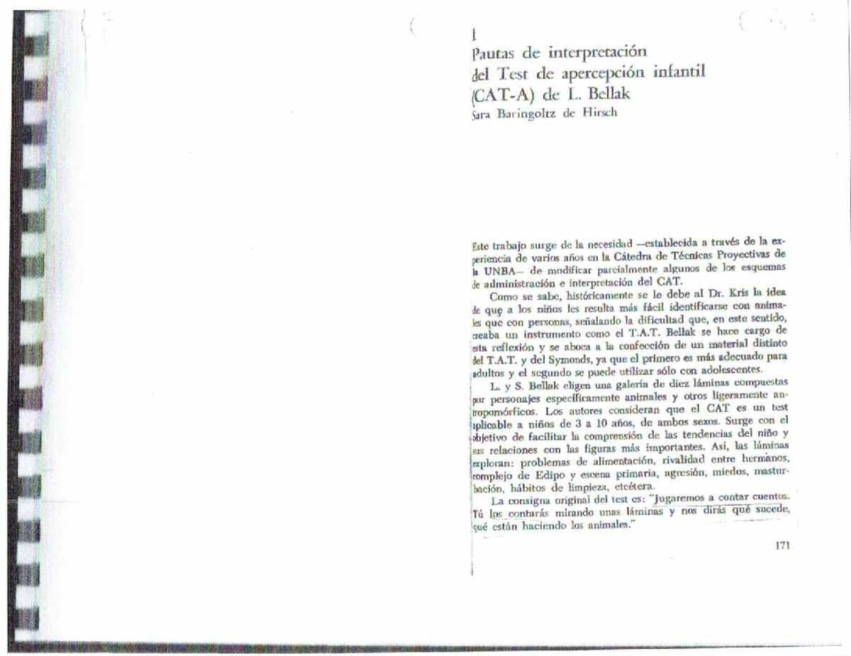 Pautas de Interpretación del Test de Apercepción Infantil (CAT) - L ...