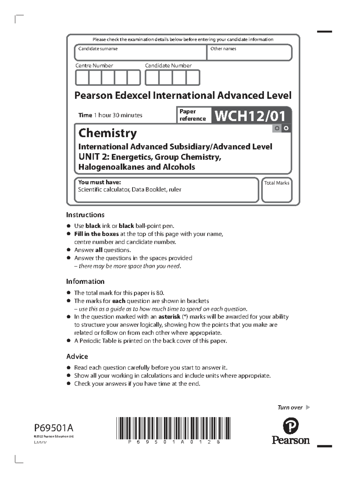 JAN 2022 CHEM UNIT 2: Energetics, Group Chemistry, Halogenoalkanes Exam ...