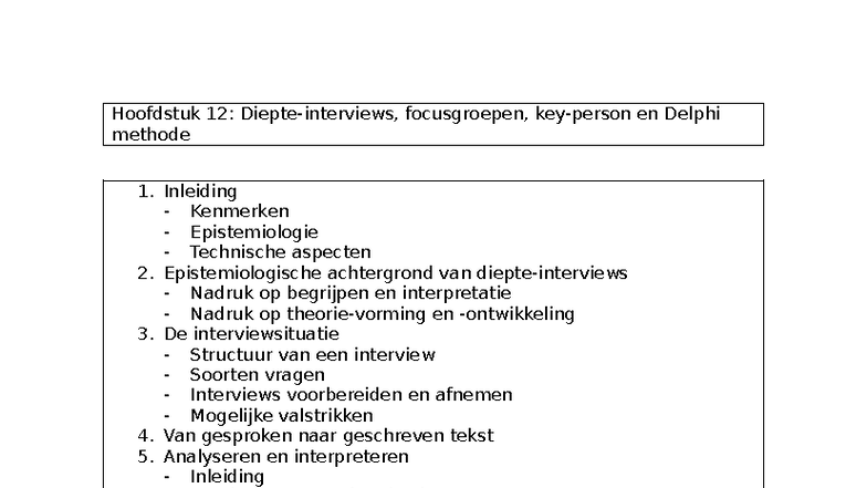 Hoofdstuk 12: Focusgroepen en Delphi Methode - Lesmateriaal en ...
