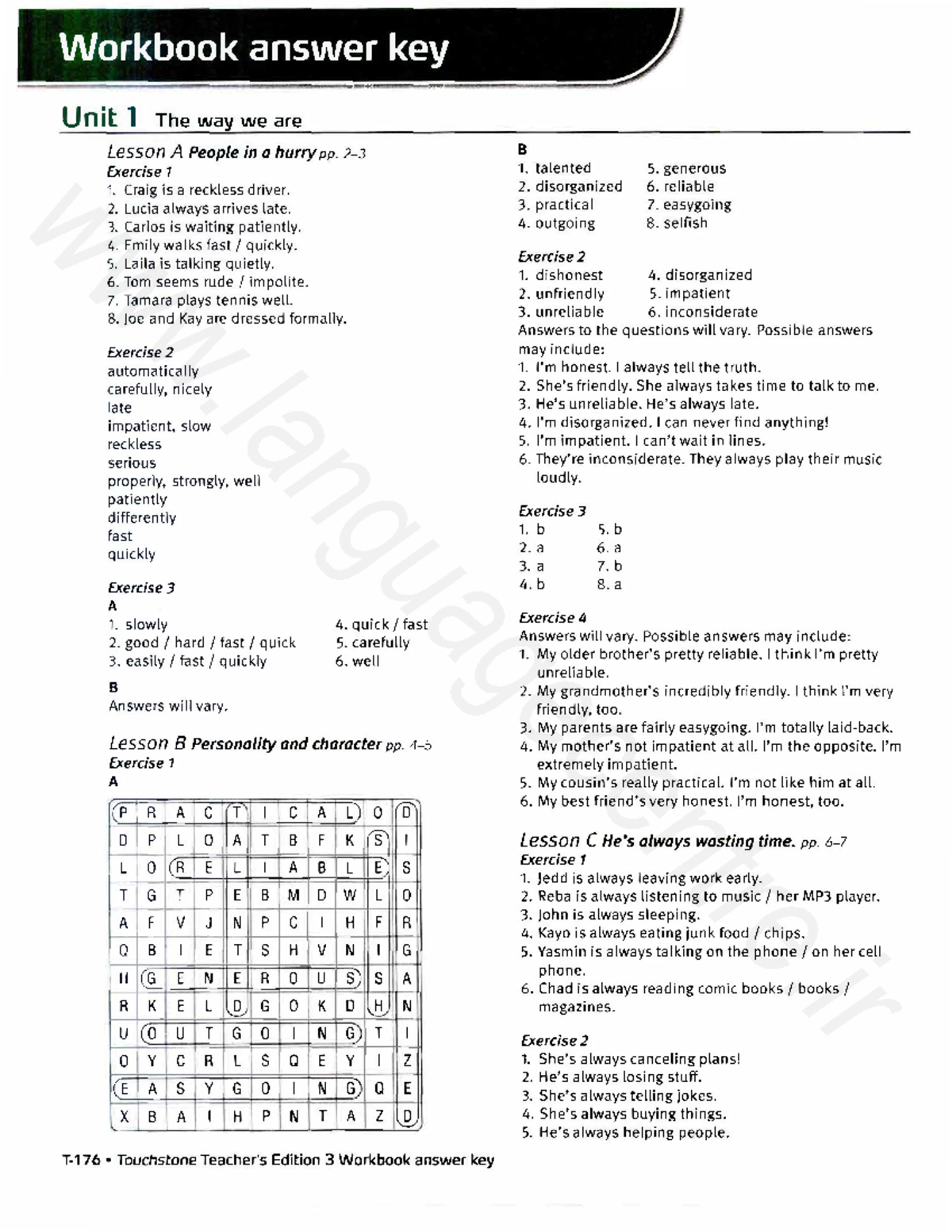 Touchstone 3 - 2nd Edition - Workbook Answer Key - languagecentre ...