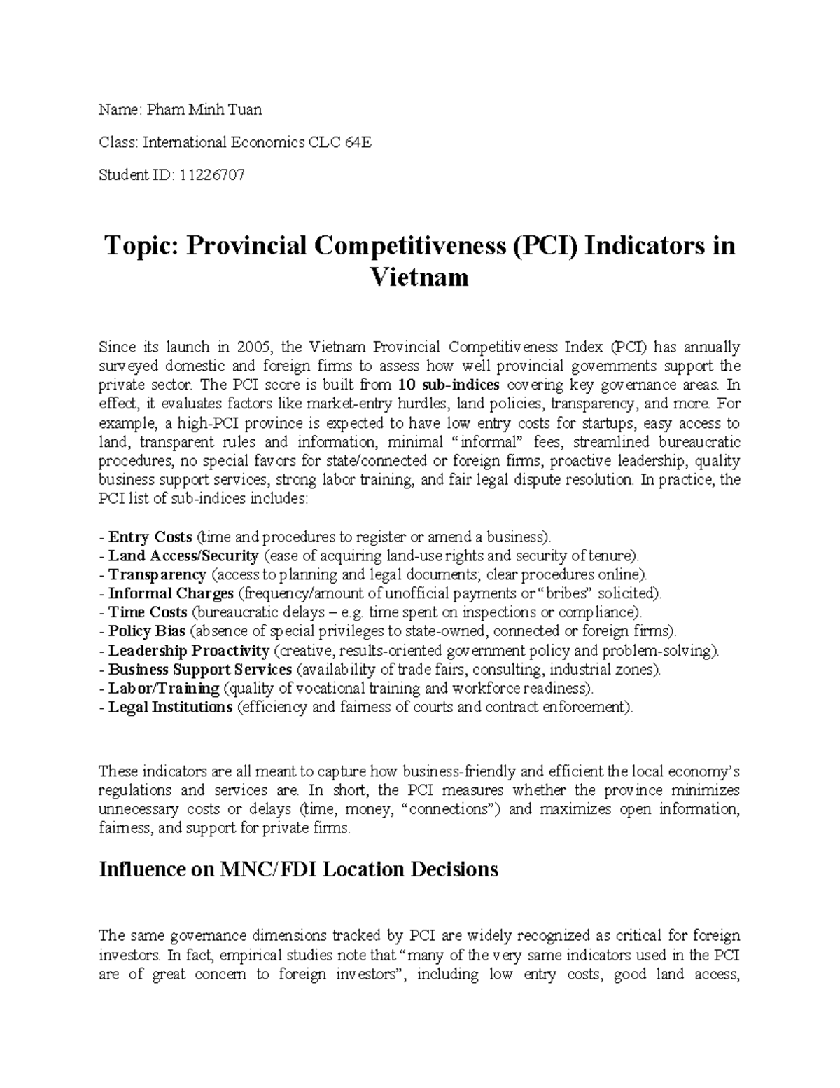 Provincial Competitiveness Index (PCI) in Vietnam: A Case Study of Hai ...