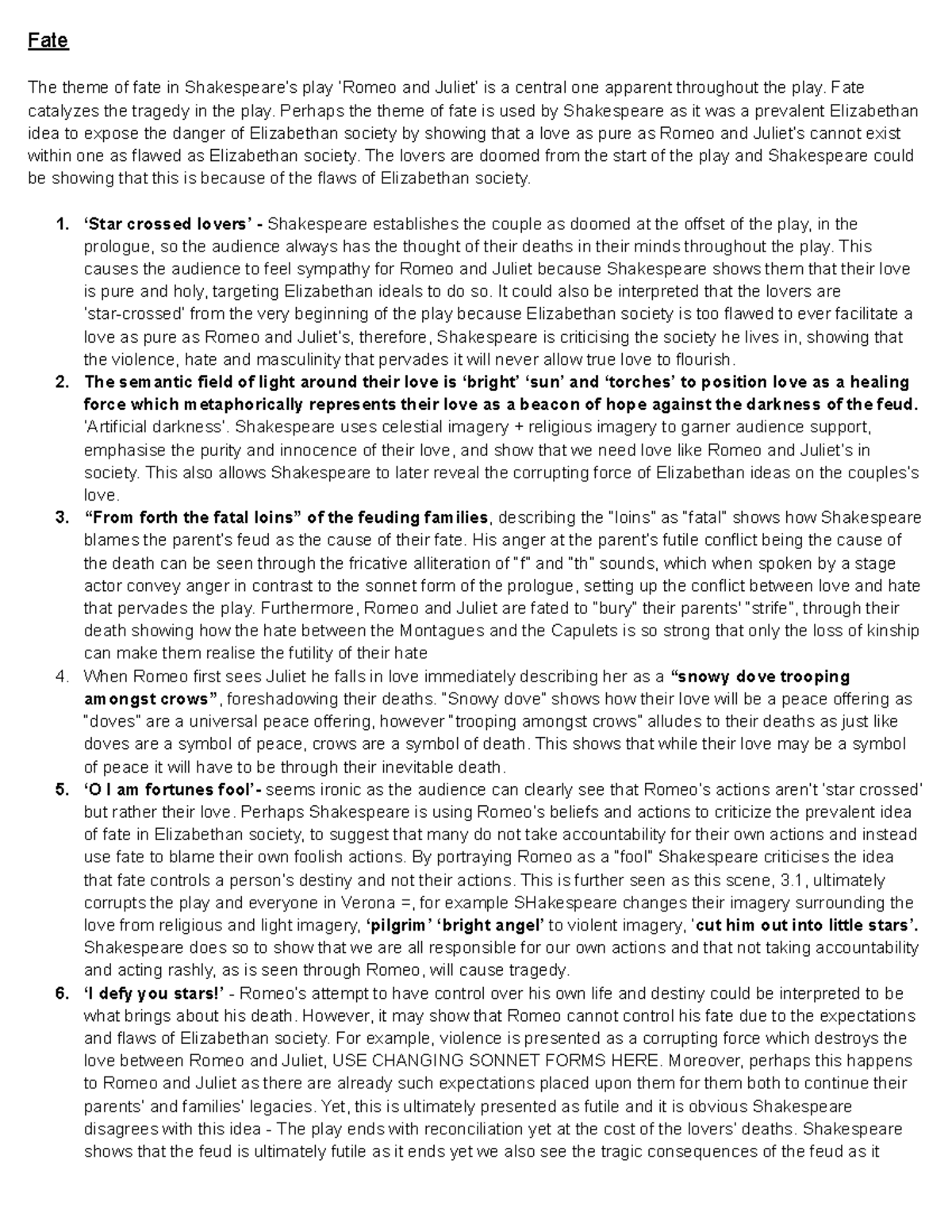 Romeo and Juliet GCSE Comprehension: Analyzing Fate's Role in Tragedy ...