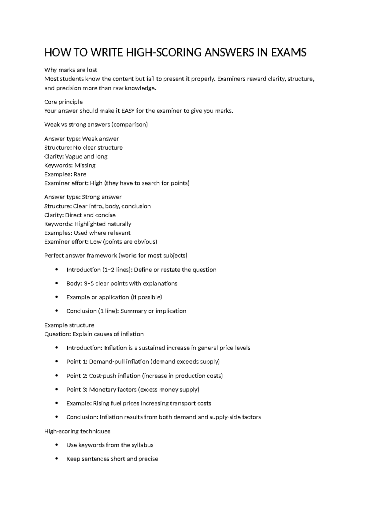 HOW TO WRITE EXAM ANSWERS: Tips for Clarity & Structure - Studocu