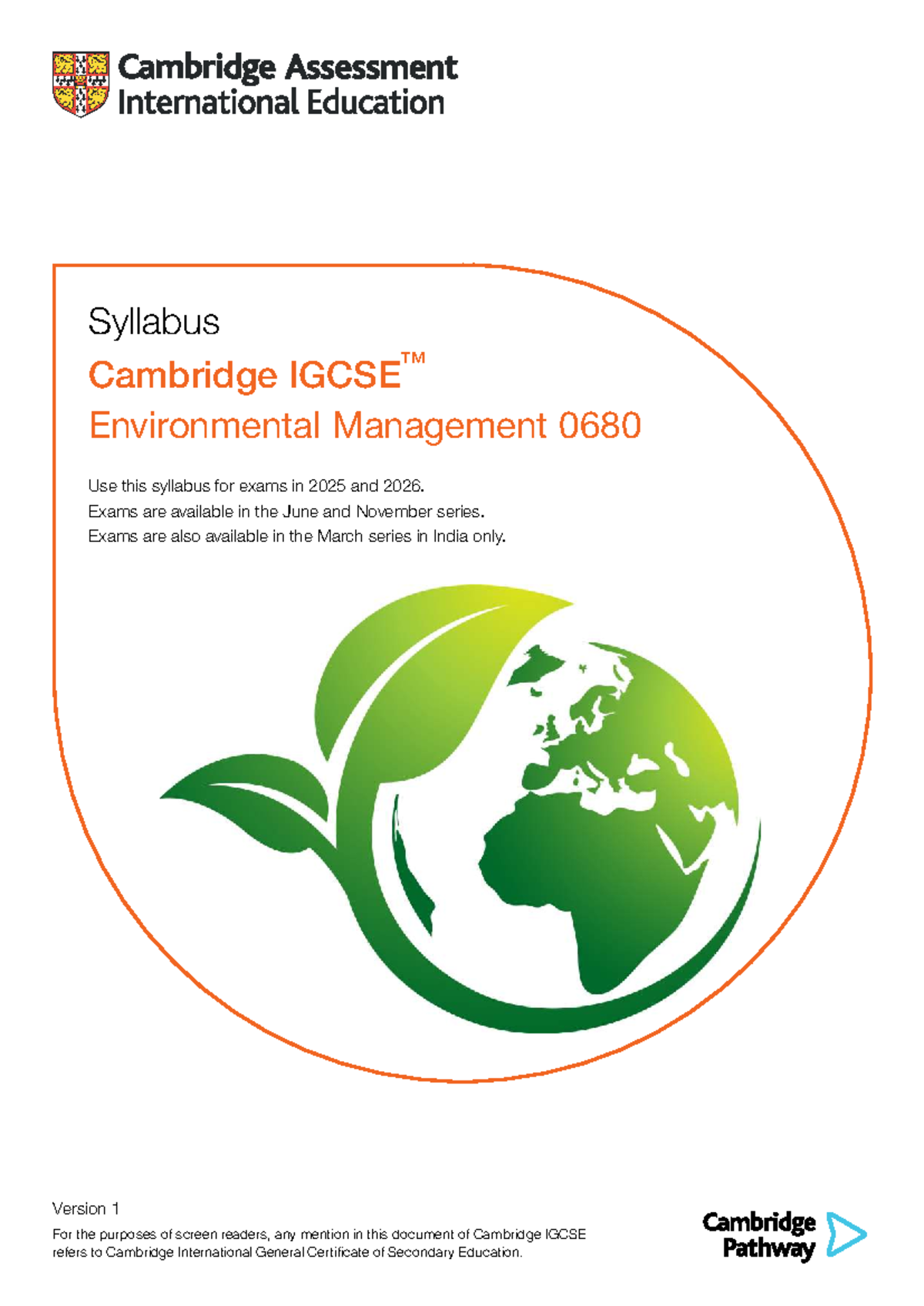 Cambridge IGCSE Environmental Management 0680 Syllabus for 2025-2026 ...