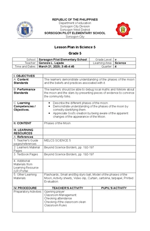 Summarizing Lesson plan - A Detailed Lesson Plan in English School: Sorsogon National High ...
