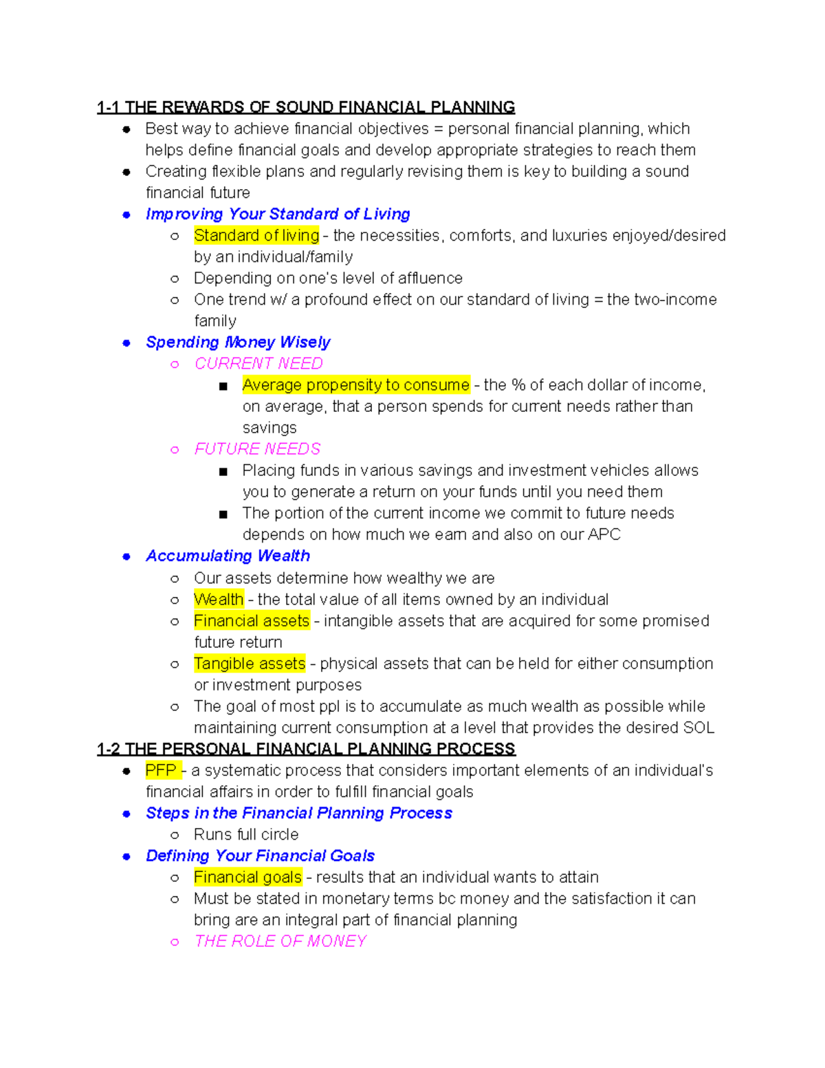 Understanding Financial Planning Process - 1-1 THE REWARDS OF SOUND ...