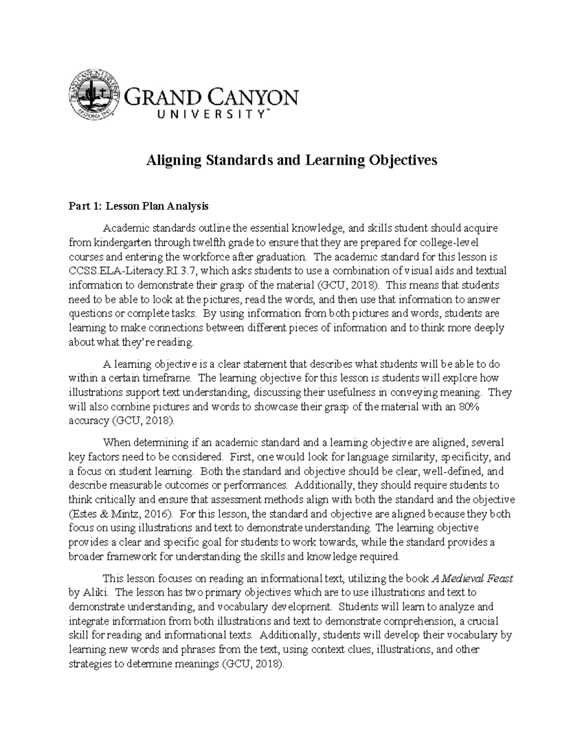 ELM-210-D-T2-Standards and Objectives Alignment in Lesson Planning ...