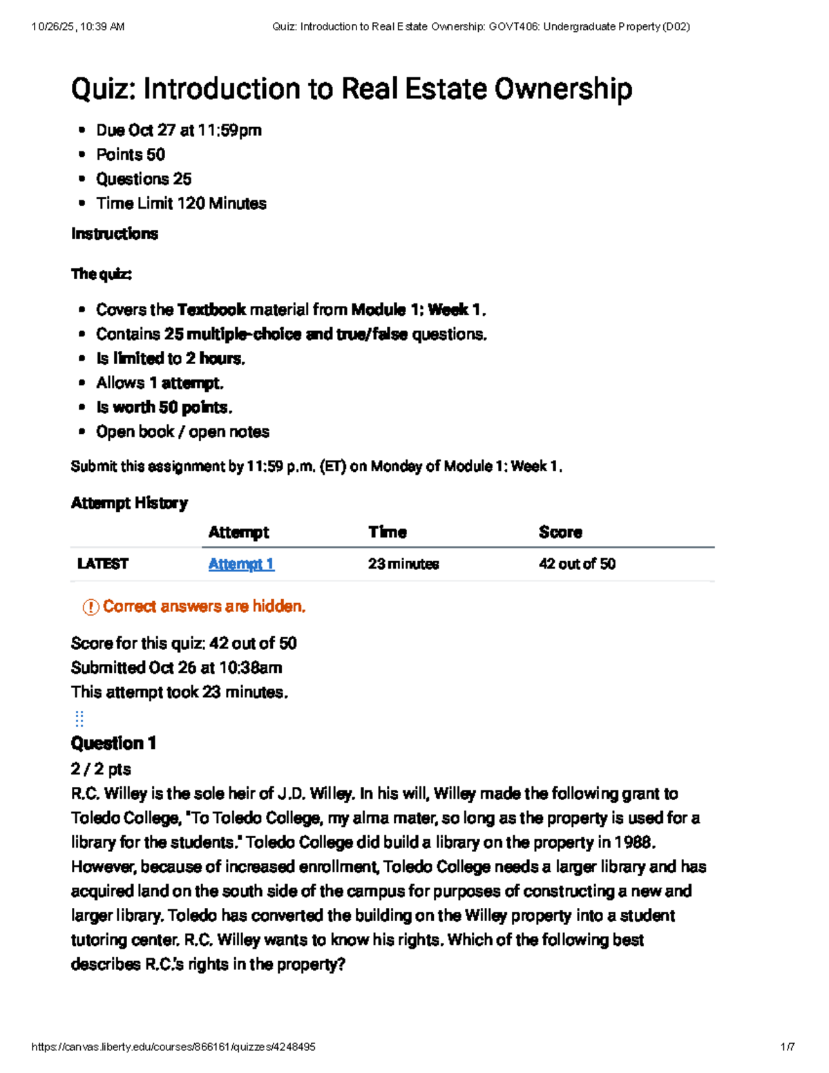 GOVT406: Quiz on Introduction to Real Estate Ownership - Studocu