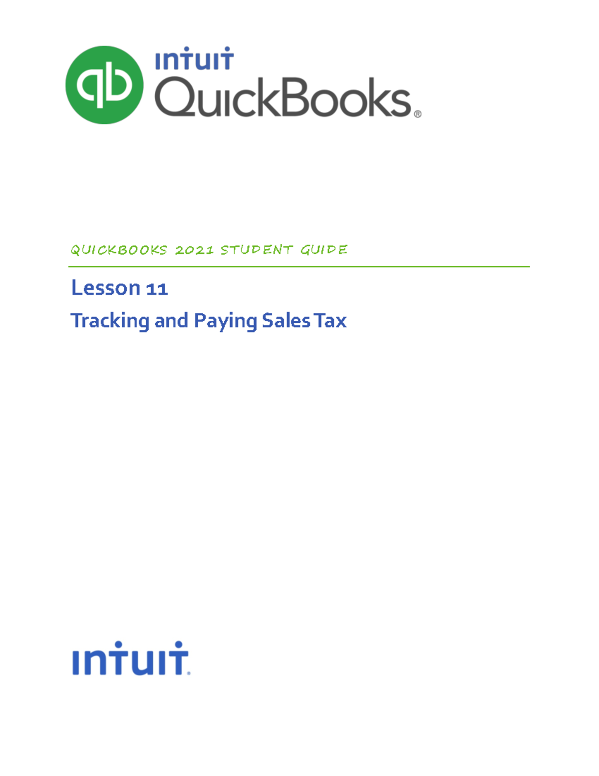 Intuit education program ca qbdt lesson 11 2021 - Q U I C K B O O K S 2 ...