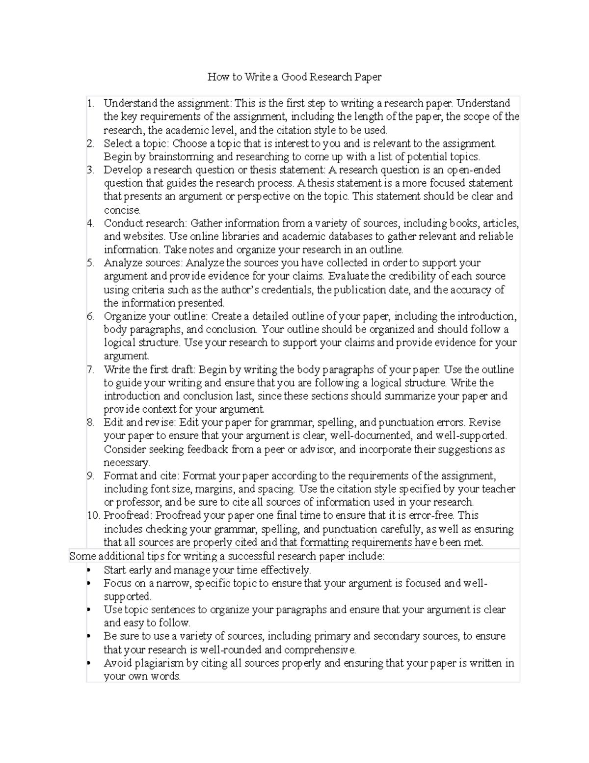 How to Write a Successful Research Paper: A Comprehensive Guide - Studocu