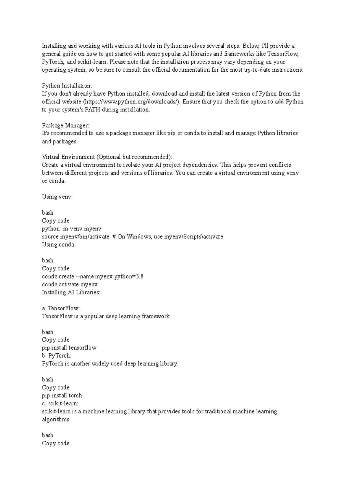 AI Tools Installation Guide for Python - Lab Manual - Studocu
