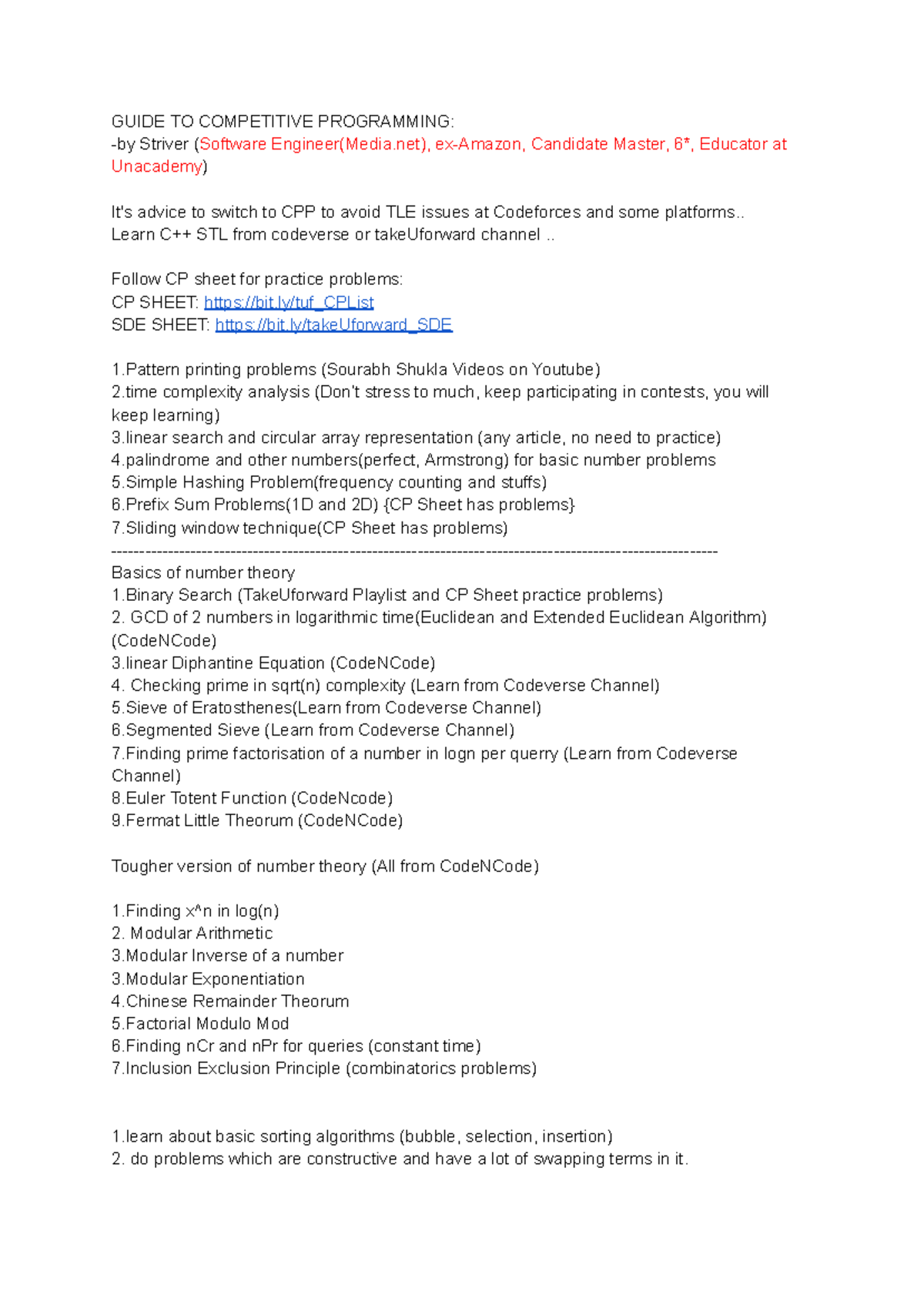 Striver - . Learn C++ STL from codeverse or takeUforward channel .. Follow CP sheet for practice ...