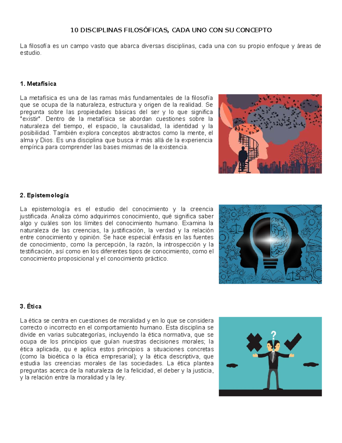 10 Disciplinas Filosóficas y sus Conceptos Esenciales - Studocu