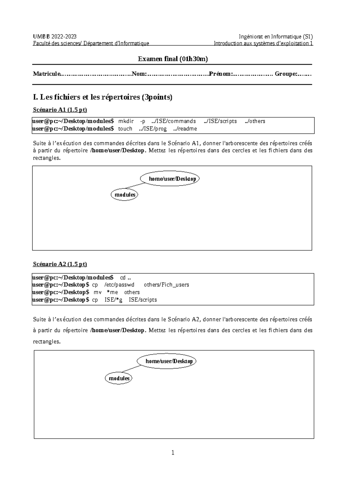Examen Final ISE: Introduction aux Systèmes d'Exploitation 1 - Studocu