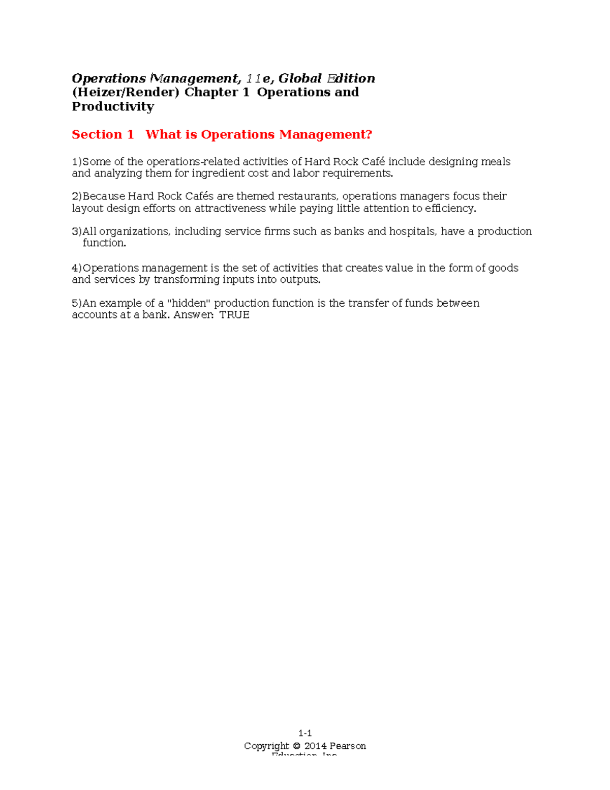 Operations Management 11e: Chapter 1 - Operations & Productivity ...