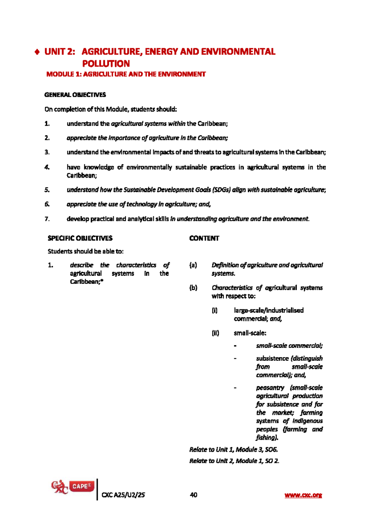 CXC Environmental Science Unit 2: Agriculture, Energy & Pollution ...