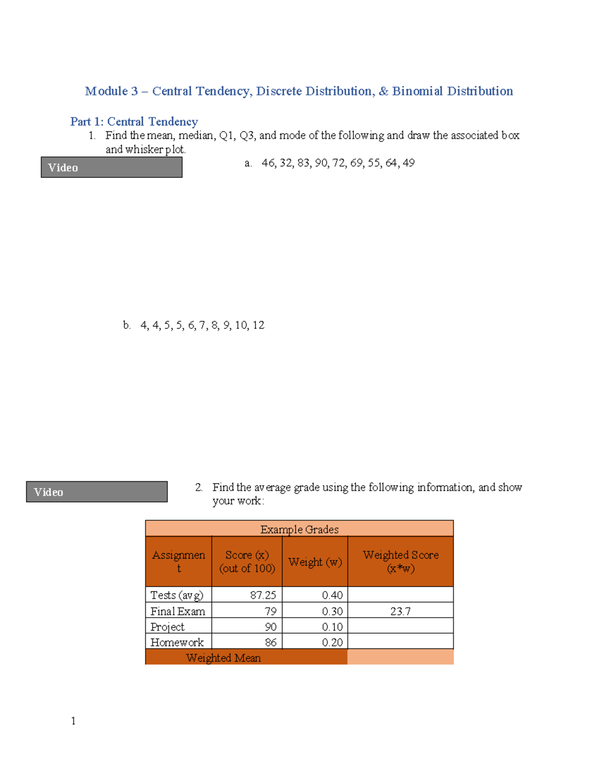 Module 3 Activities: Central Tendency & Distributions Analysis - Studocu
