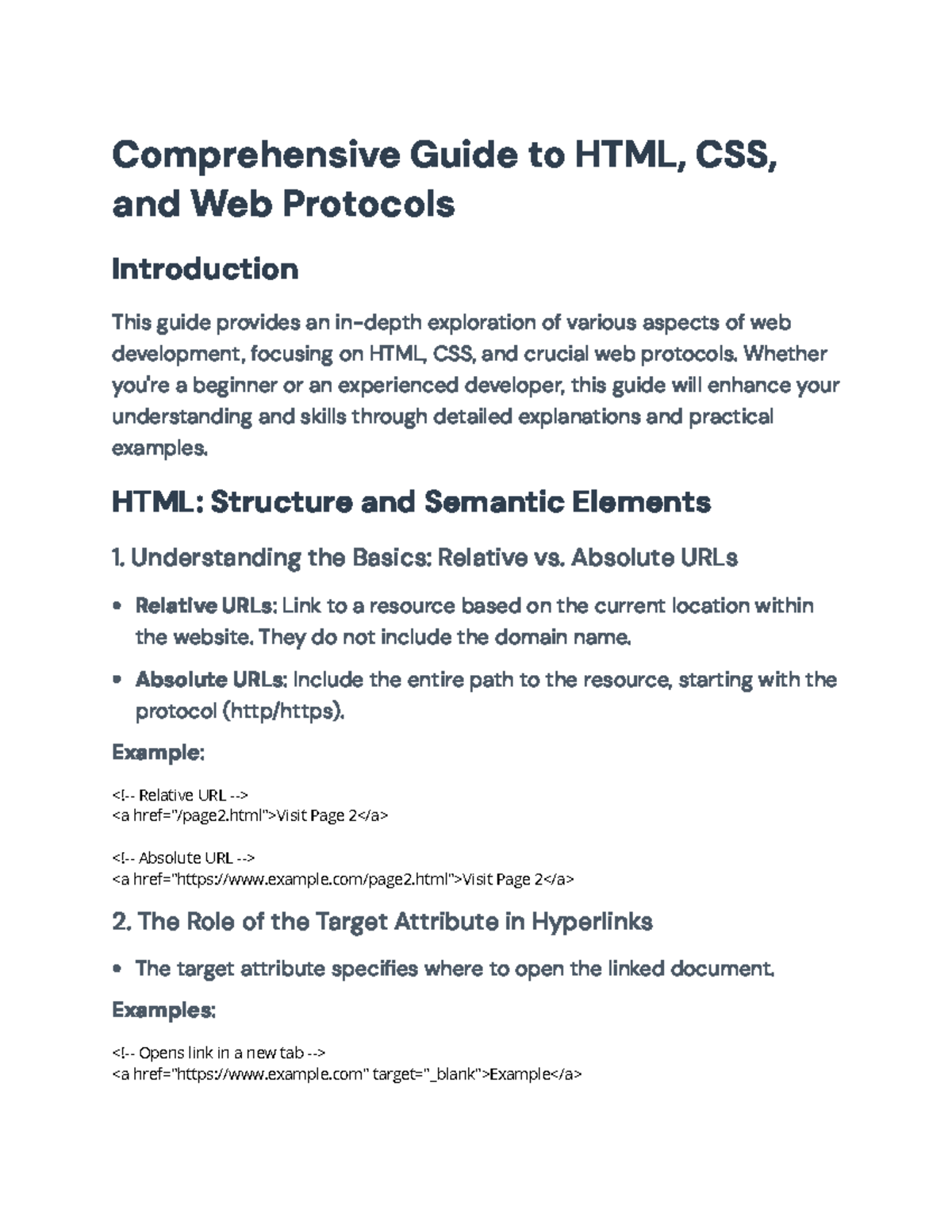 Comprehensive Guide to HTML, CSS, and Web Protocols - Comprehensive Guide to HTML, CSS, and Web ...