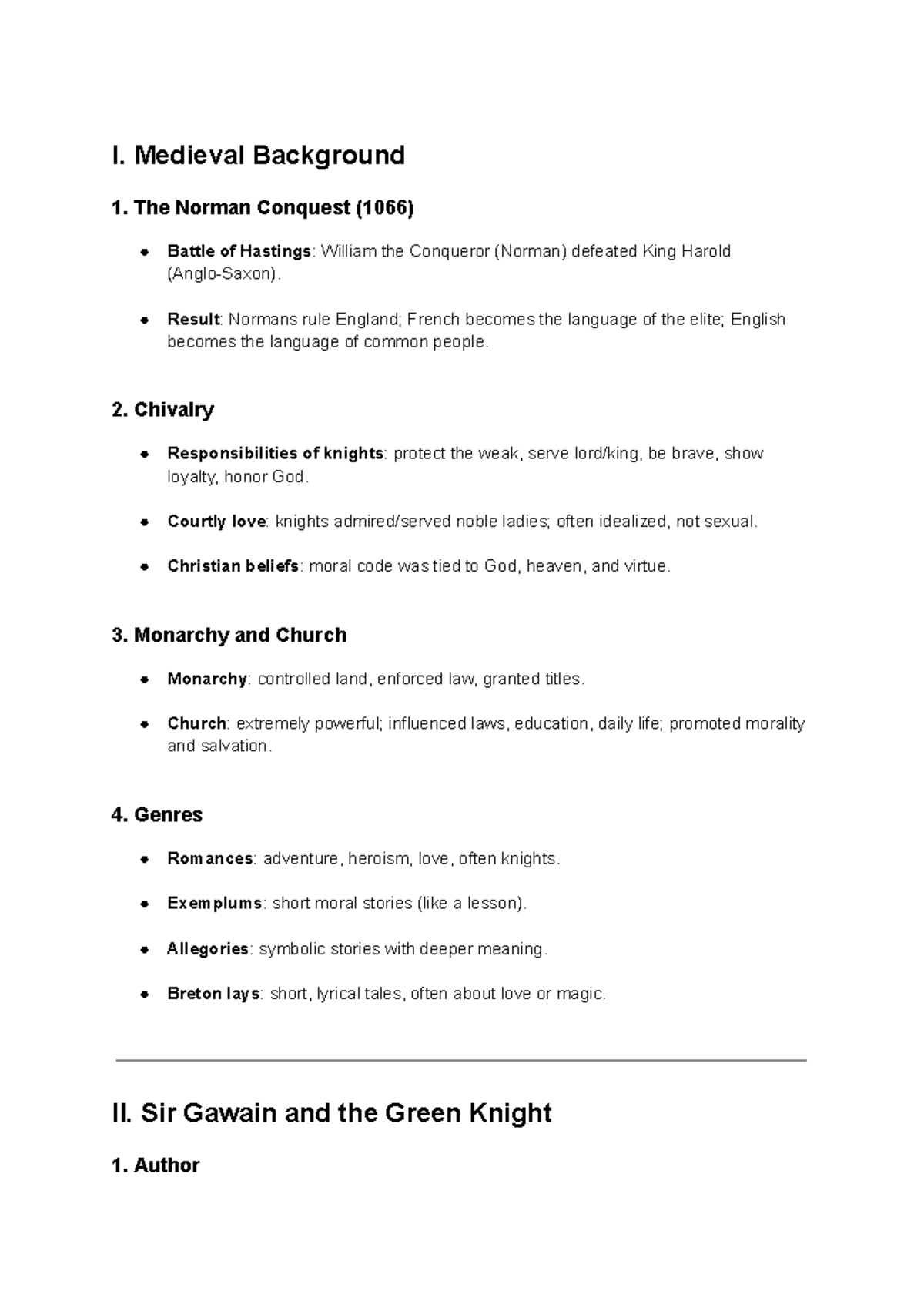 Medieval Literature: Review of Sir Gawain & Canterbury Tales - Studocu