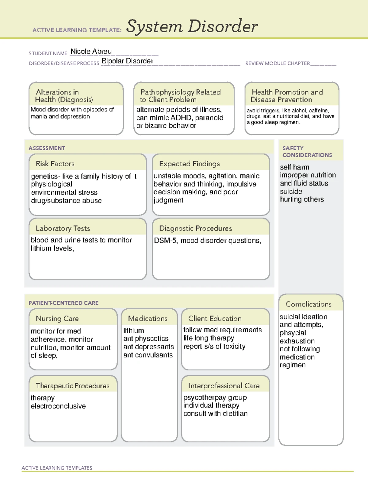 ACTIVE LEARNING TEMPLATE: Lithium Medication Review Module - Studocu