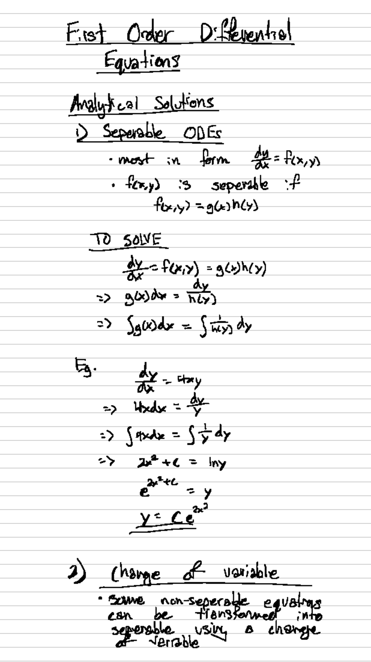 Lecture 2 - NE 216 - First Order Differential Equations Analytical ...