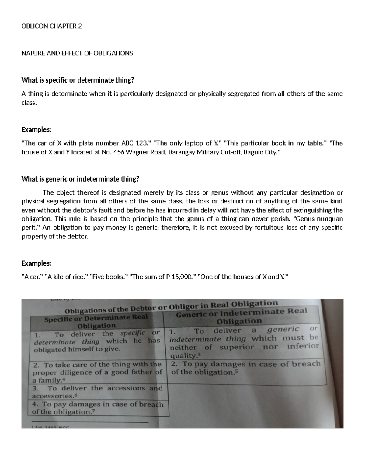 OBLICON CHAPTER 2: NATURE AND EFFECT OF OBLIGATIONS - Studocu