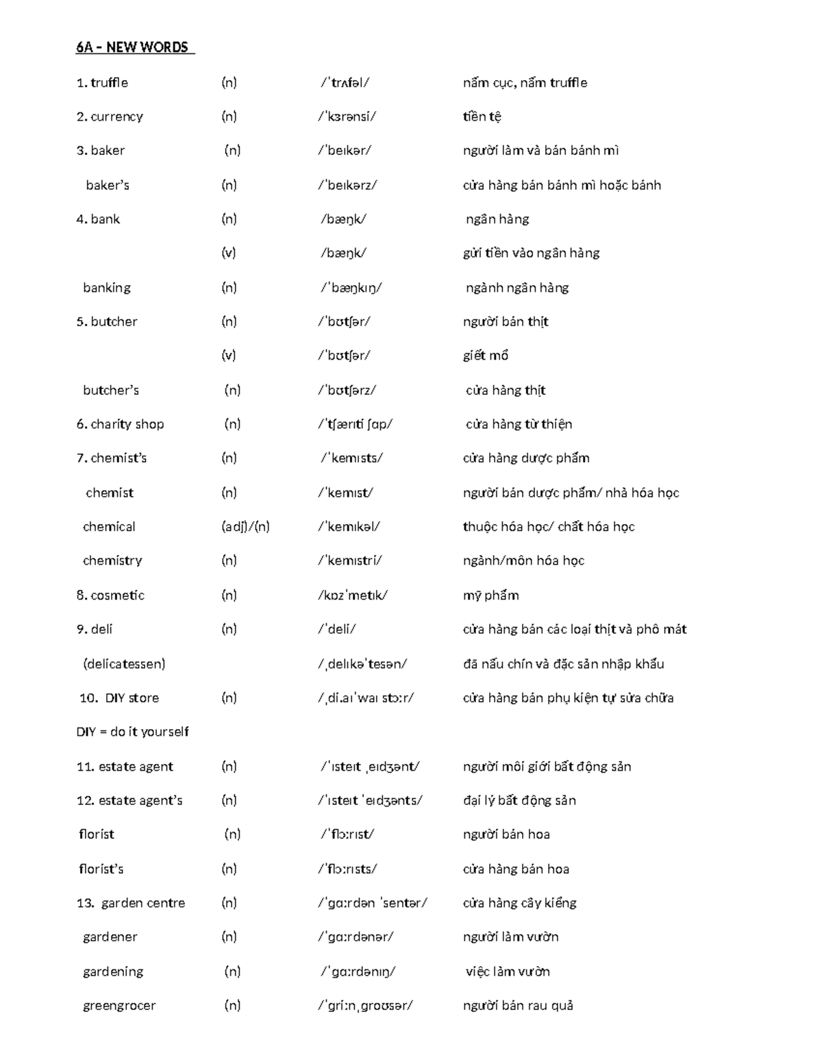 6A - Vocabulary and Idioms for English Testing - Studocu