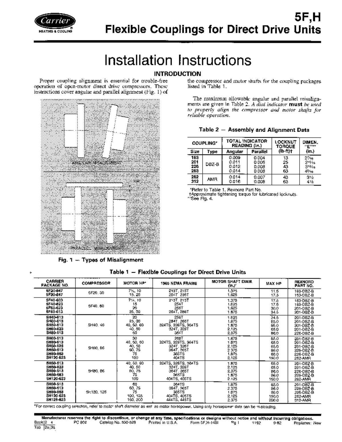 Carrier 5F,H Couplings Installation Instructions and Alignment Notes ...