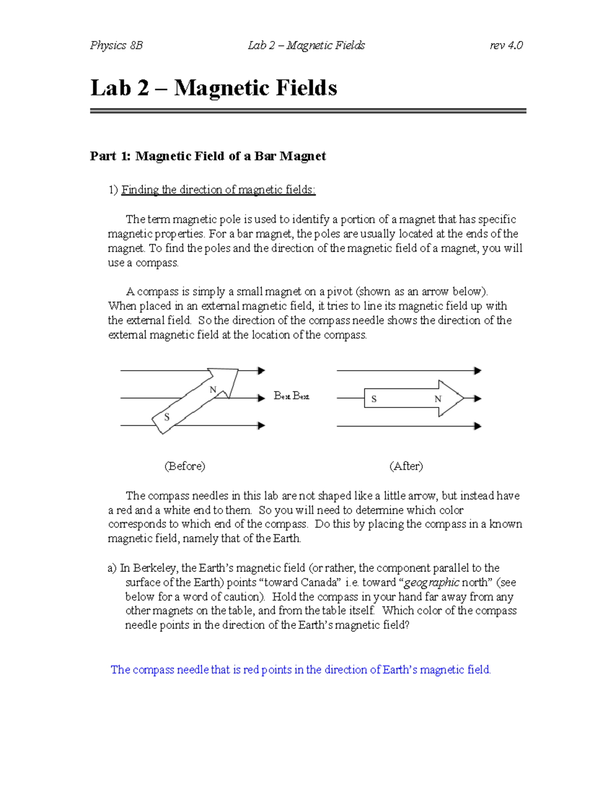 Lab 2 -Magnetic Fields - Lab 2 – Magnetic Fields Part 1: Magnetic Field ...