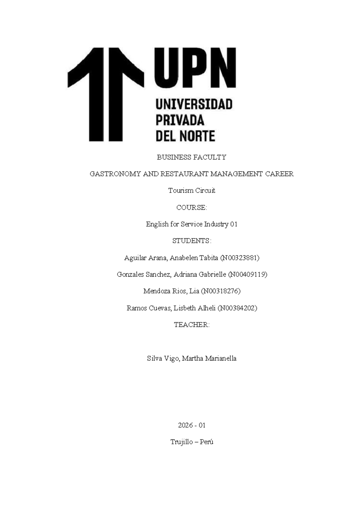 Tourism Circuit Proposal: Heritage Experience in La Libertad (IFS 01 ...