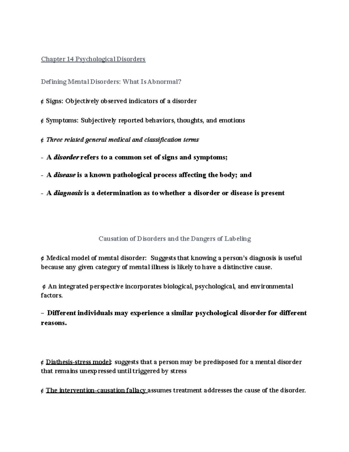 Intro to Psych Chapter 12 Psychological Disorders - Intro to Psych ...