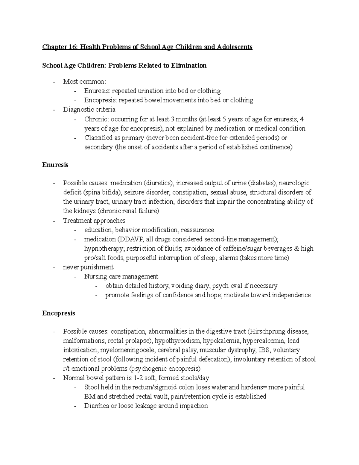 Child Health Problems: Focus on School-Aged and Adolescent Issues - Studocu