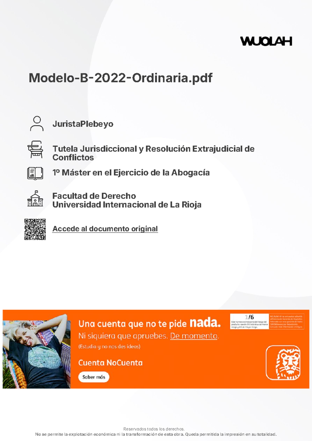 Tutela Jurisdiccional y Resolución de Conflictos - Examen Modelo B 1º ...