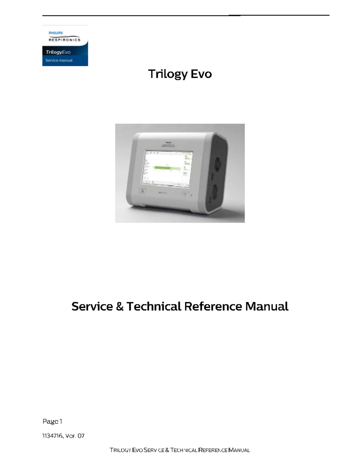 Trilogy Evo Service Manual [001-104]: Maintenance & Troubleshooting ...