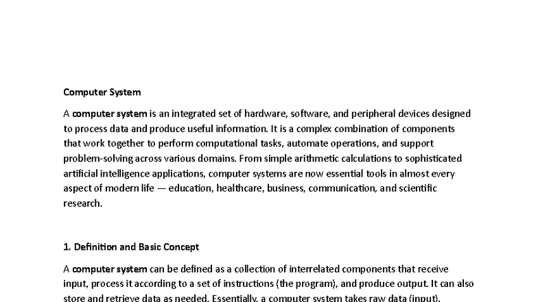 Computer System Overview: Components, Importance, and Trends - Studocu