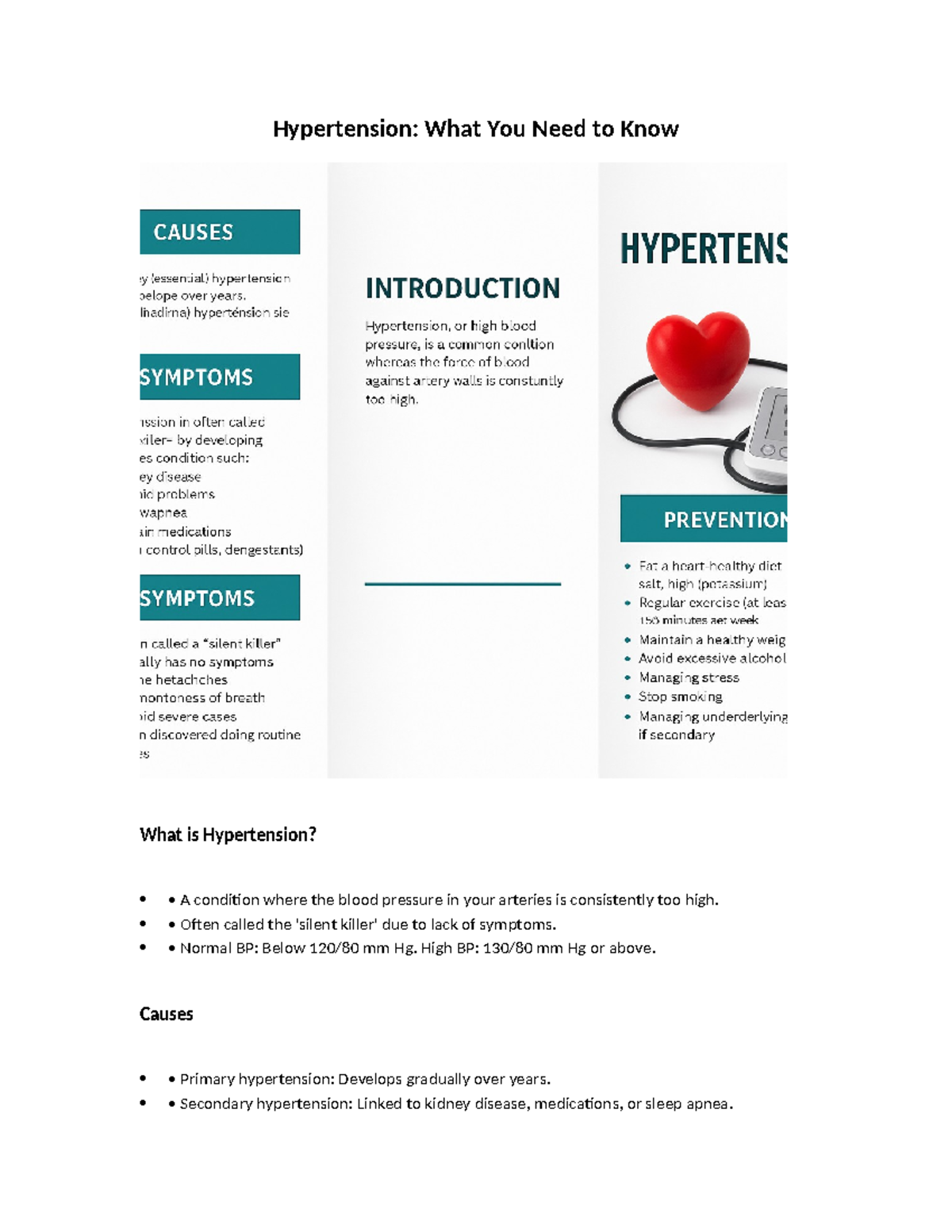 Hypertension Trifold Brochure: Key Facts & Causes - Studocu