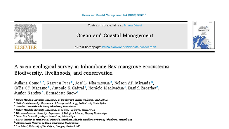 Inhambane Bay Mangrove Ecosystems: Biodiversity & Community ...